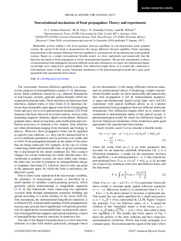 (PDF) Nonvariational mechanism of front propagation: Theory and experiments