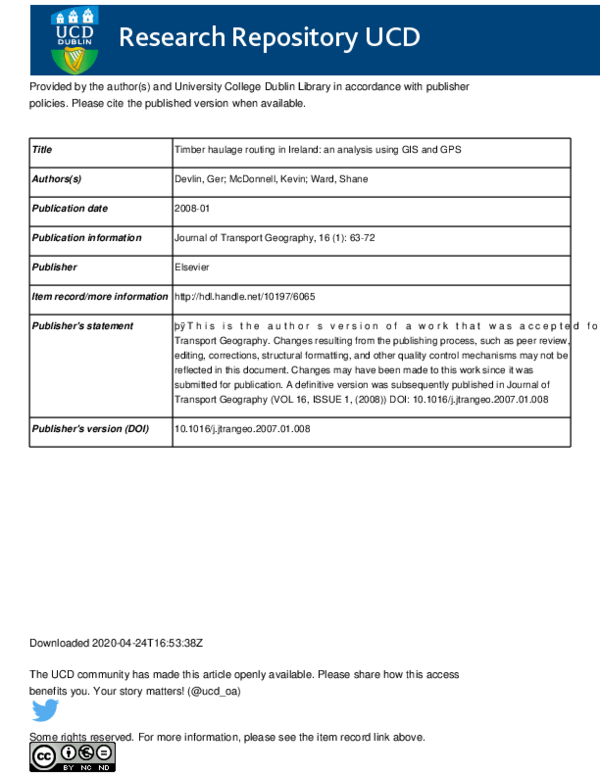 (PDF) Timber haulage routing in Ireland: an analysis using GIS and GPS