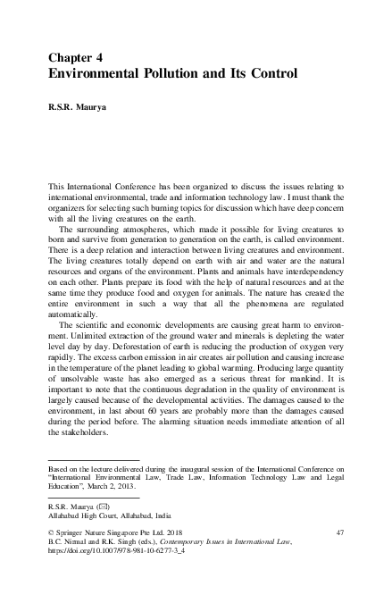 (PDF) Environmental Pollution and Its Control