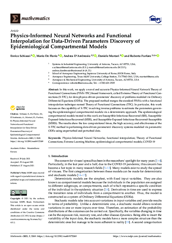 Pdf Pinn And Functional Interpolation For Data Driven Parameters Discovery Of Epidemiological