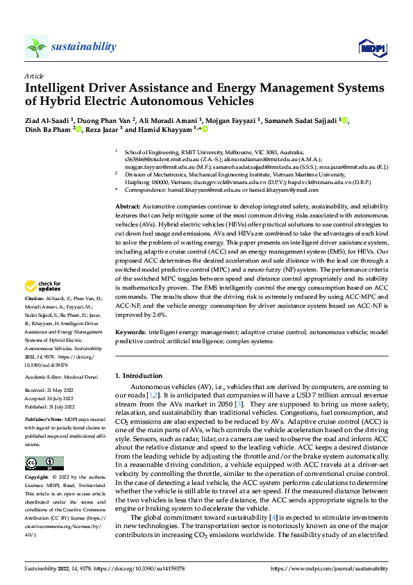 (PDF) Intelligent Driver Assistance and Energy Management Systems of ...
