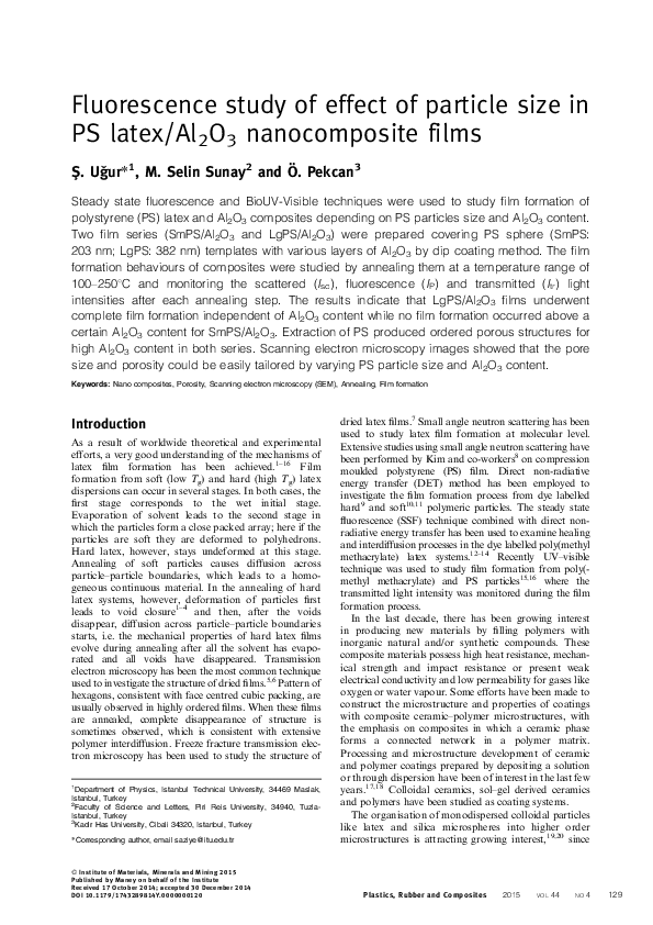 (PDF) Fluorescence study of effect of particle size in PS latex ...