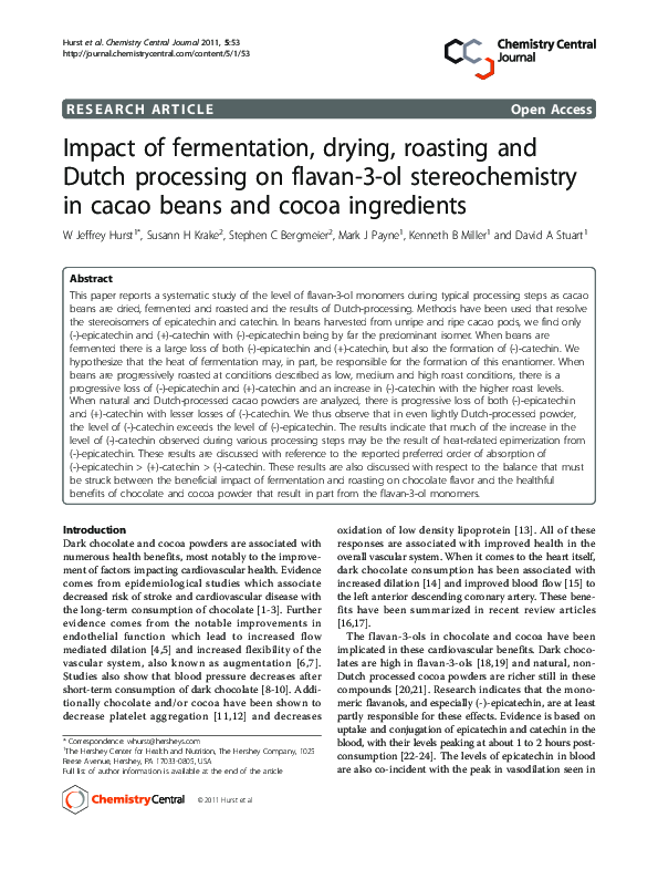 (PDF) Impact of fermentation, drying, roasting and Dutch processing on ...