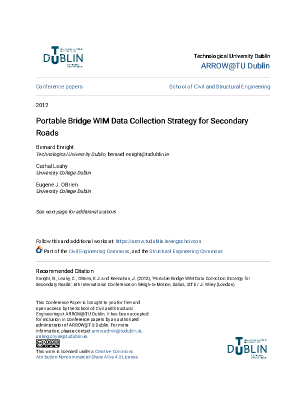 (PDF) Portable Bridge WIM Data Collection Strategy for Secondary Roads