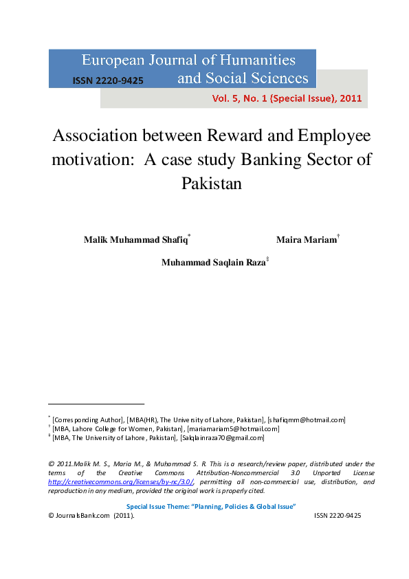 (PDF) Reward Impact on Employee Motivation in Banking