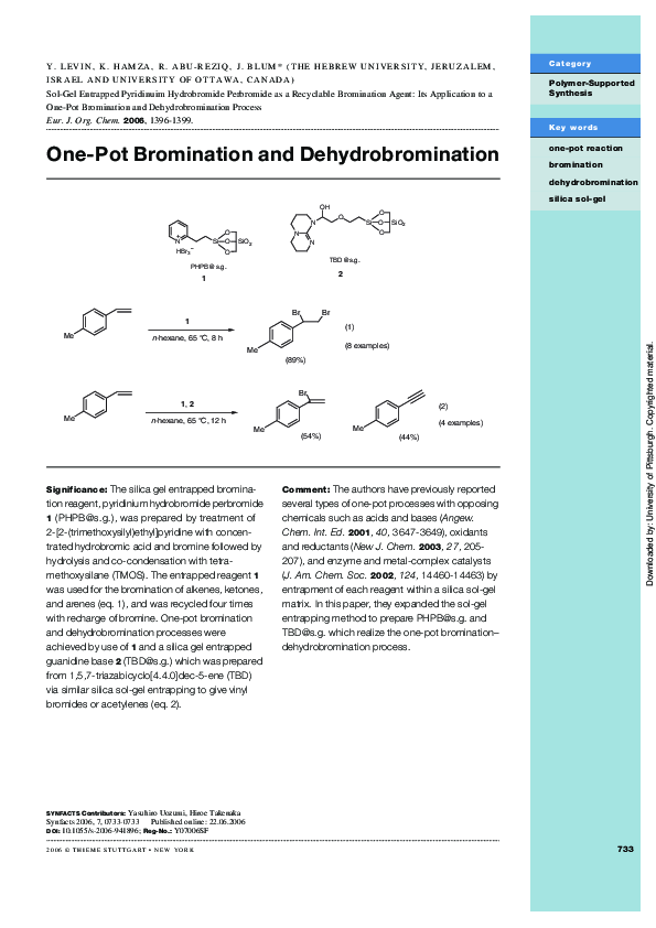 (PDF) One-Pot Bromination and Dehydrobromination
