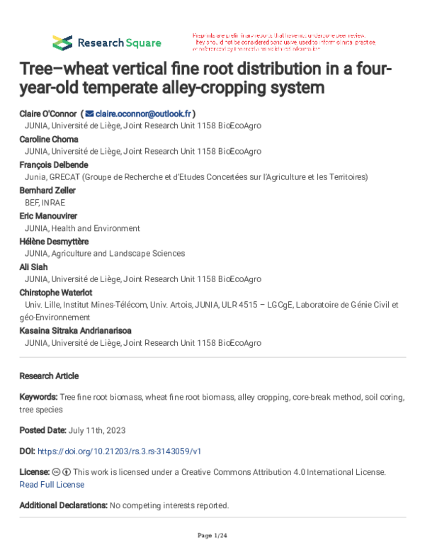 (PDF) Tree–wheat vertical fine root distribution in a four-year-old ...