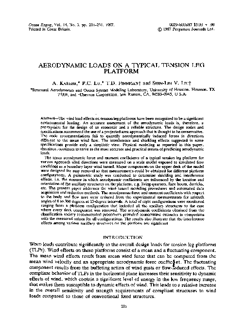 (PDF) Aerodynamic loads on a typical tension leg platform