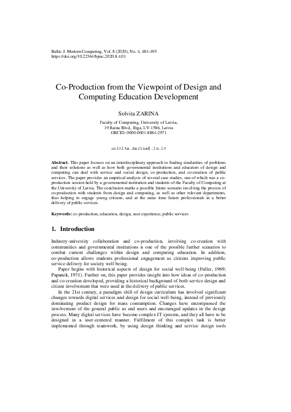 (PDF) Co-Production from the Viewpoint of Design and Computing ...