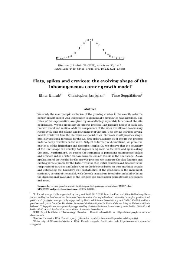 (PDF) Flats, spikes and crevices: the evolving shape of the ...