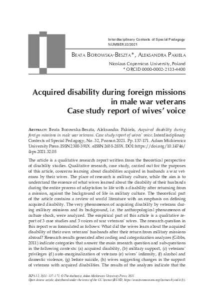 (PDF) Acquired disability during foreign missions in male war veterans ...