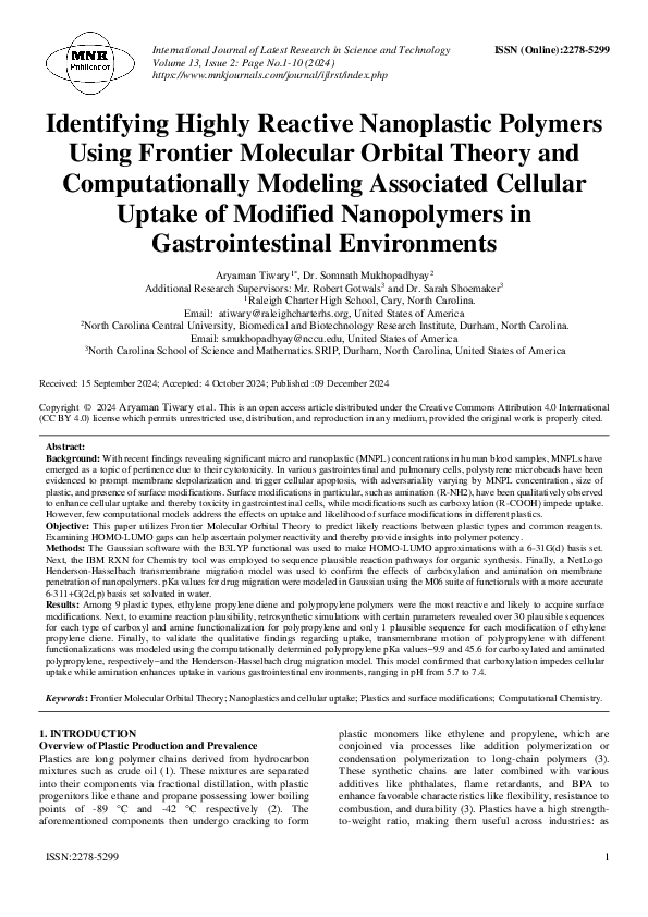(PDF) Identifying Highly Reactive Nanoplastic Polymers Using Frontier Molecular Orbital Theory ...