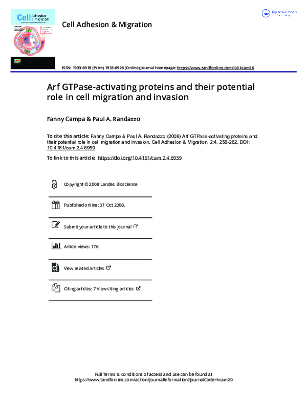 (PDF) Arf GTPase-activating proteins and their potential role in cell ...