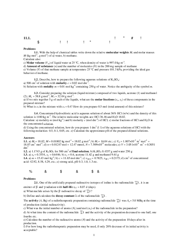 (PDF) PHYSICAL CHEMISTRY EXERCISES Problem s