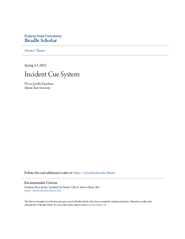 (PDF) Incident Cue System