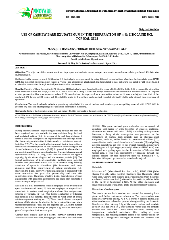 (PDF) Use of Cashew Bark Exudate Gum in the Preparation of 4 % ...