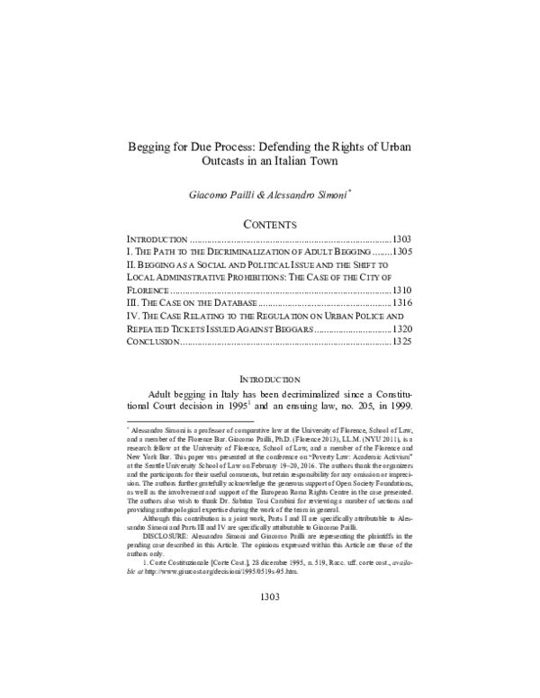 (PDF) Begging for Due Process: Defending the Rights of Urban Outcasts ...