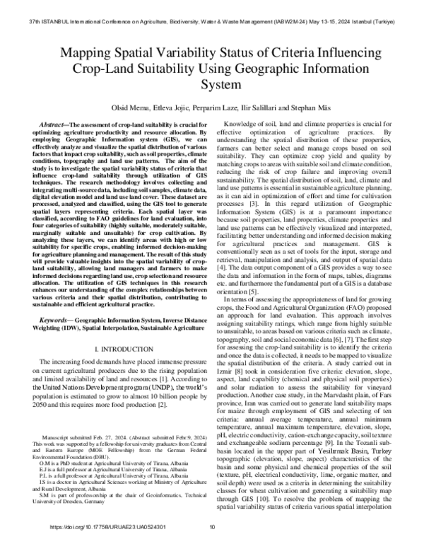 (PDF) Mapping Spatial Variability Status of Criteria Influencing Crop ...