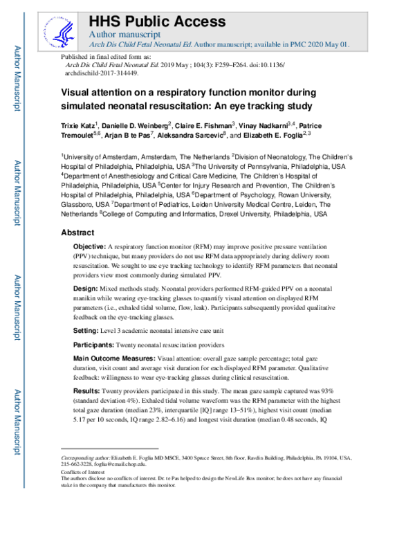(PDF) Visual attention on a respiratory function monitor during simulated neonatal resuscitation ...