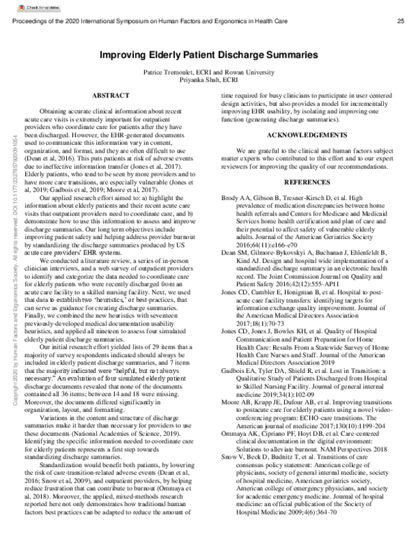 (PDF) Improving Elderly Patient Discharge Summaries