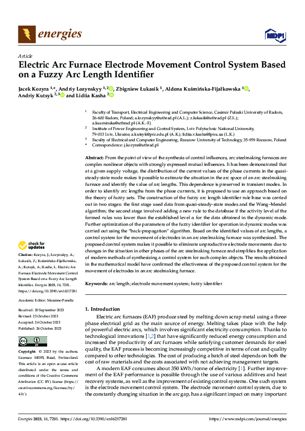 (PDF) Electric Arc Furnace Electrode Movement Control System Based on a ...