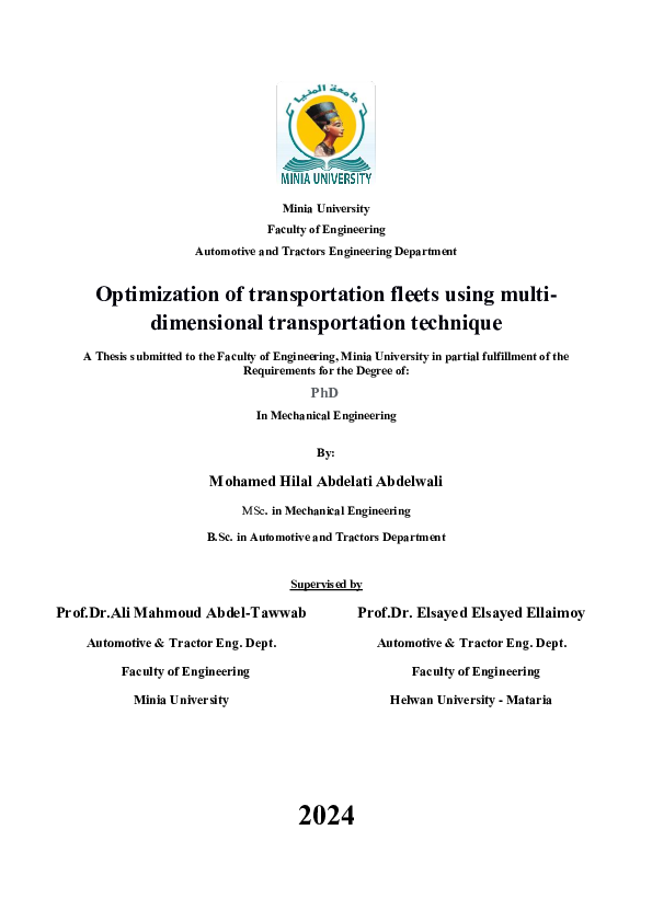 Pdf Optimization Of Transportation Fleets Using Multidimensional Transportation Technique