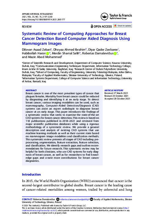 (PDF) Systematic Review of Computing Approaches for Breast Cancer Detection Based Computer Aided ...