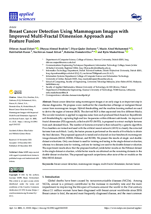 (PDF) Breast Cancer Detection Using Mammogram Images with Improved ...
