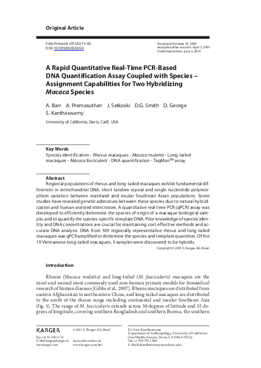 (PDF) A Rapid Quantitative Real-Time PCR-Based DNA Quantification Assay ...
