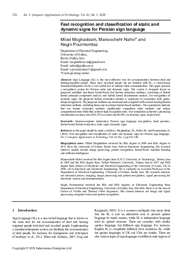 (PDF) Fast recognition and classification of static and dynamic signs ...