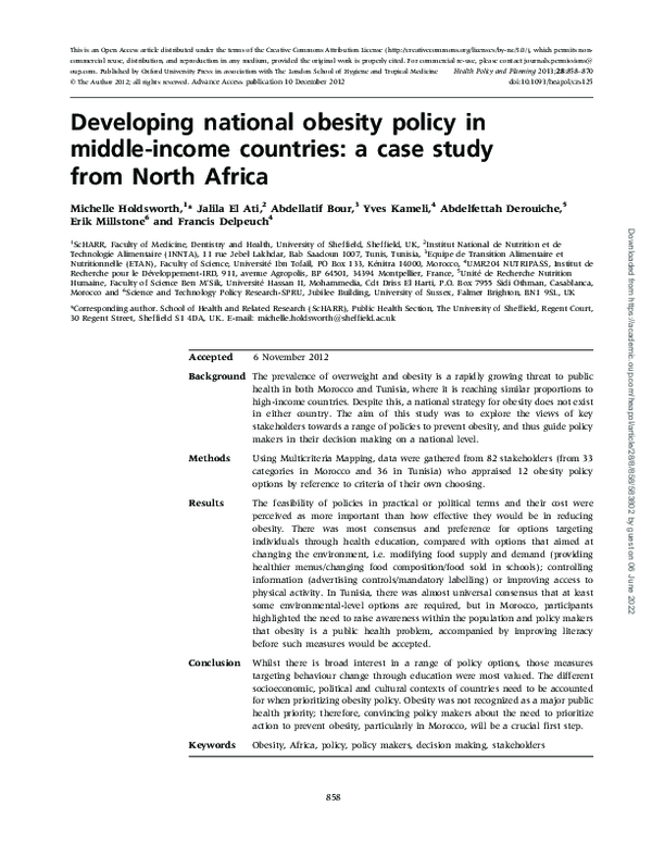 (PDF) Developing national obesity policy in middle-income countries: a ...