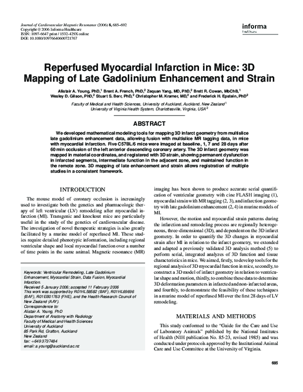 (PDF) Reperfused Myocardial Infarction in Mice: 3D Mapping of Late ...