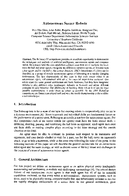 Pdf Autonomous Soccer Robots