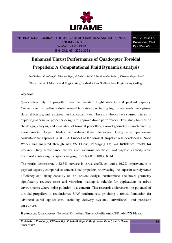 (PDF) Enhanced Thrust Performance of Quadcopter Toroidal Propellers: A Computational Fluid ...