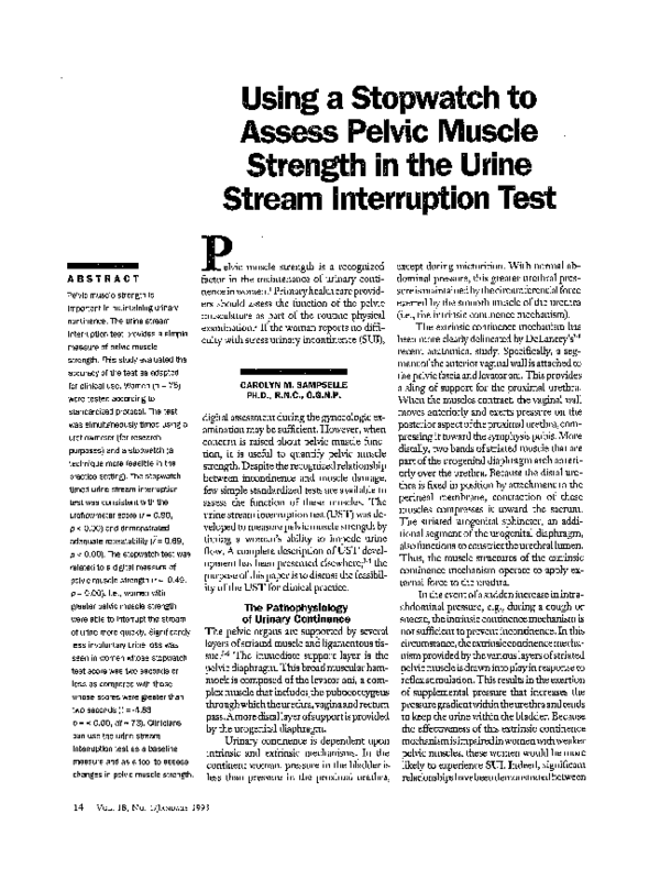 (PDF) Using a Stopwatch to Assess Pelvic Muscle Strength in the Urine ...