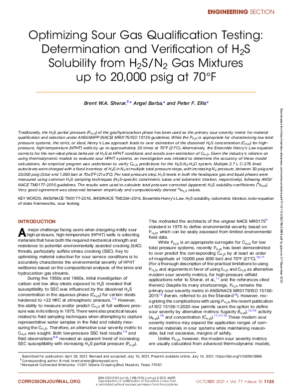 (PDF) Optimizing Sour Gas Qualification Testing: Determination and ...