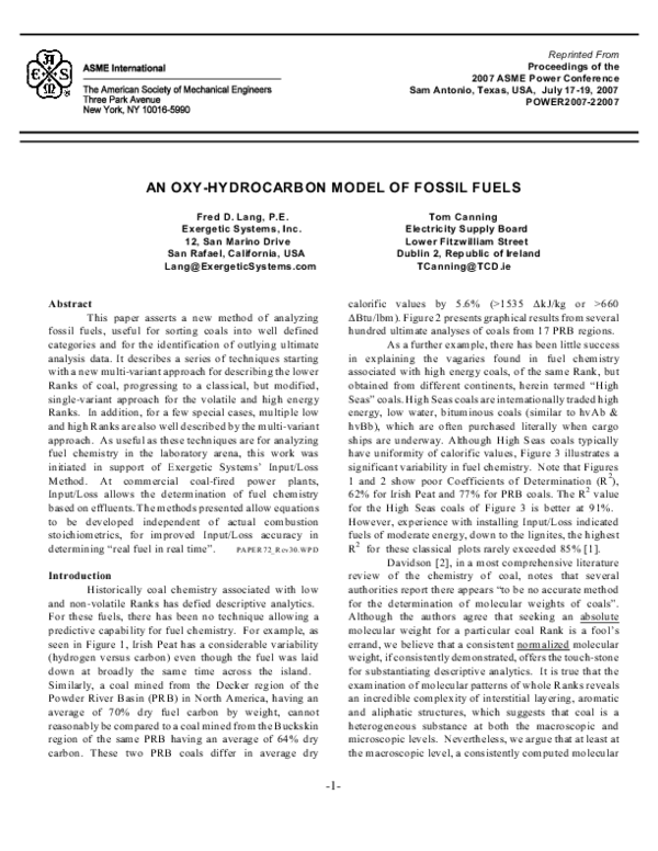 (PDF) An Oxy-Hydrocarbon Model of Fossil Fuels | Tom Canning - Academia.edu