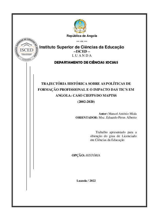 (PDF) TRAJECTÓRIA HISTÓRICA SOBRE AS POLÍTICAS DE FORMAÇÃO PROFISSIONAL ...