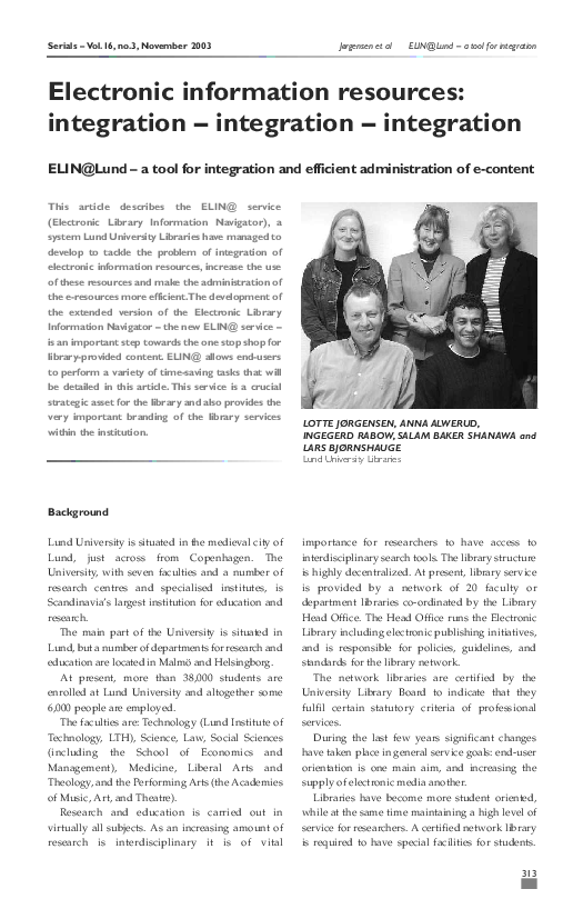 (PDF) Electronic information resources: integration - integration ...