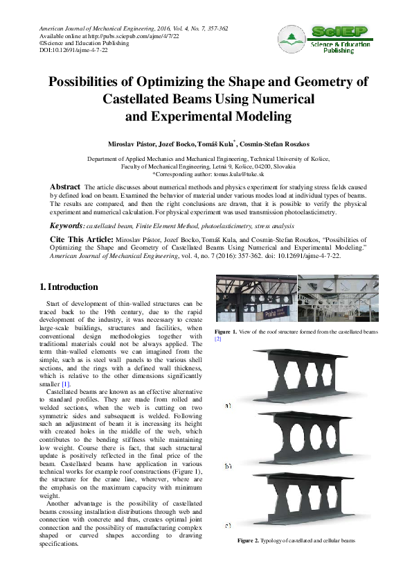 (PDF) Possibilities of Optimizing the Shape and Geometry of Castellated Beams Using Numerical ...