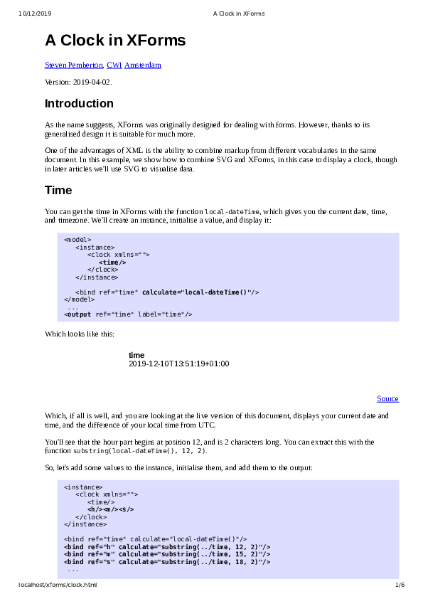 (PDF) A Clock in XForms