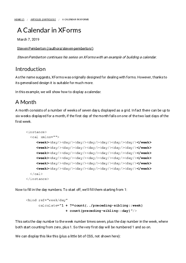 (PDF) A Calendar in XForms