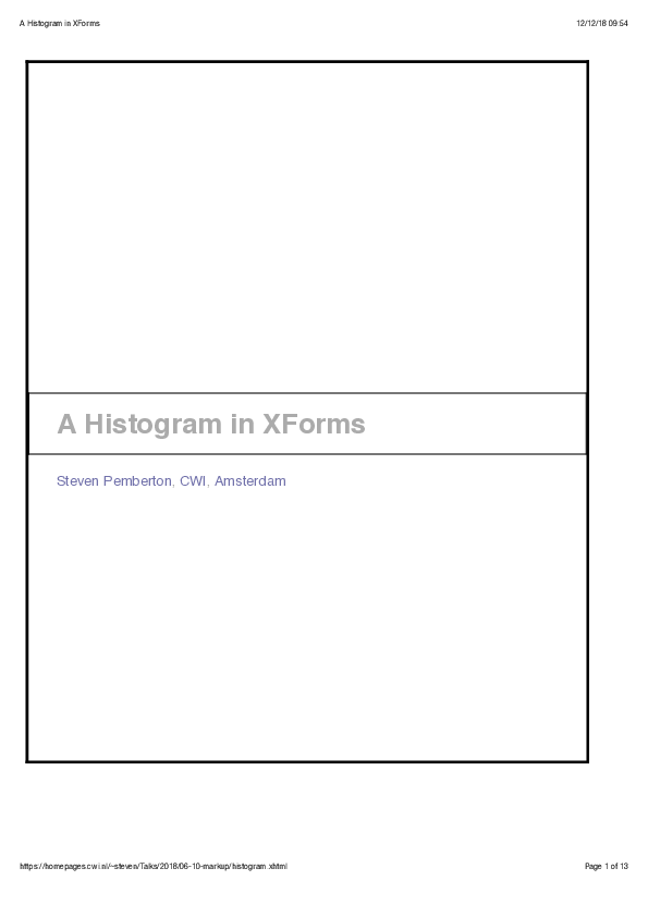 (PDF) Demo: A Histogram in XForms