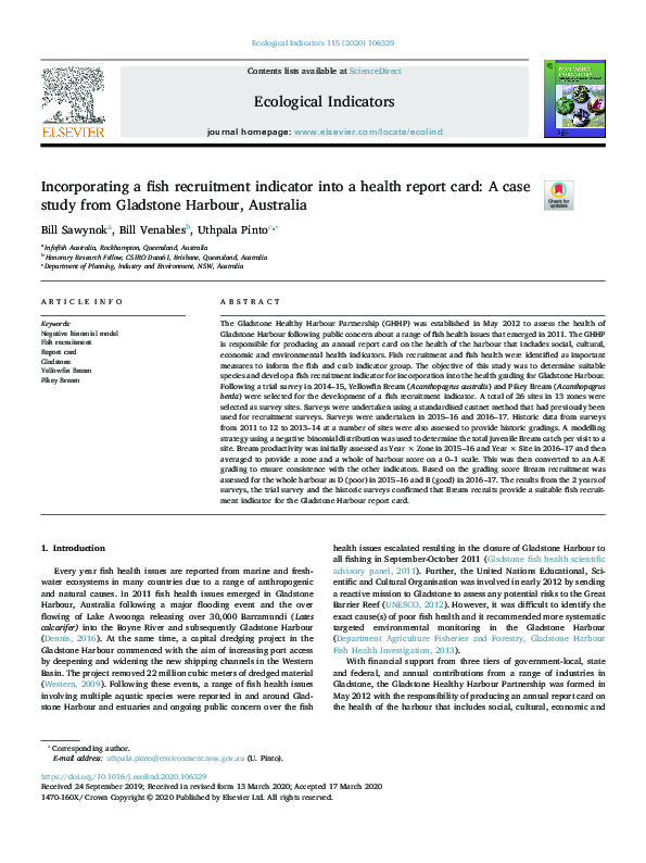 (PDF) Incorporating a fish recruitment indicator into a health report ...