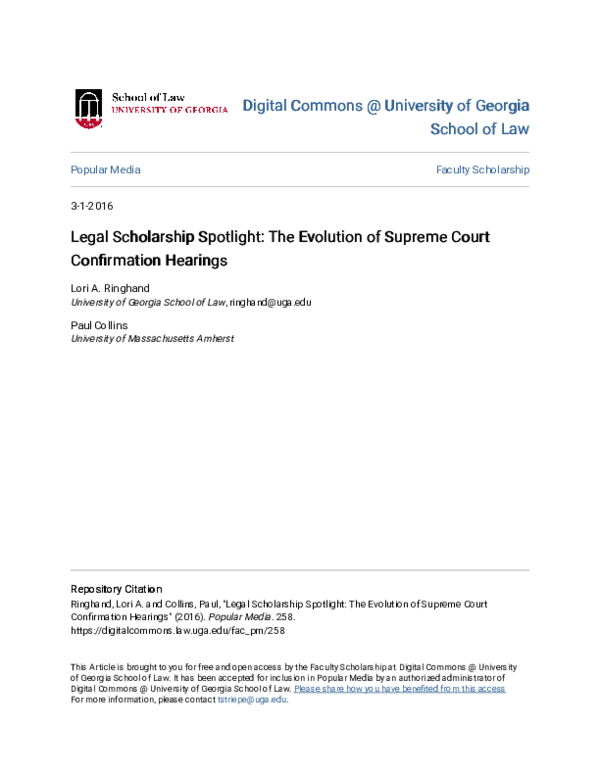 (PDF) Legal Scholarship Spotlight: The Evolution of Supreme Court ...