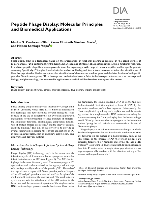 (PDF) Peptide Phage Display: Molecular Principles and Biomedical ...