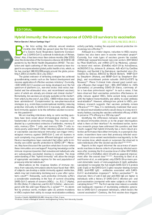 (PDF) Hybrid immunity: the immune response of COVID-19 survivors to ...