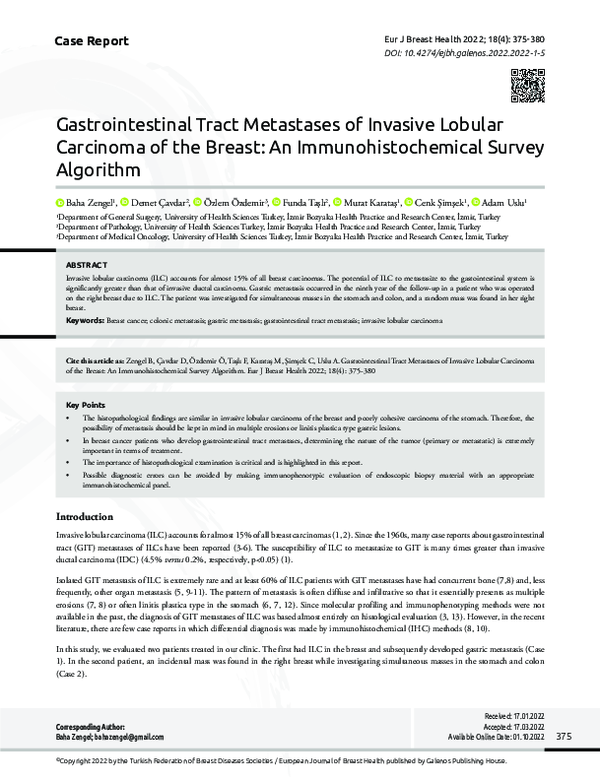 (PDF) Gastrointestinal Tract Metastases of Invasive Lobular Carcinoma ...
