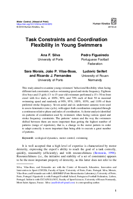 (PDF) Task Constraints and Coordination Flexibility in Young Swimmers