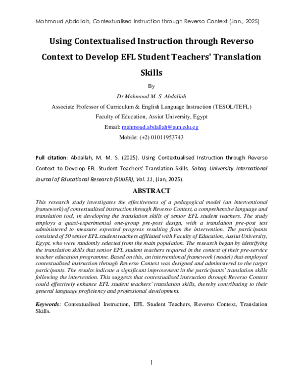 (PDF) Using Contextualised Instruction through Reverso Context to ...